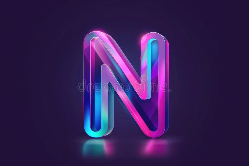 A Single Neon Letter N Glowing on a Dark Surface, Perfect for Use in ...
