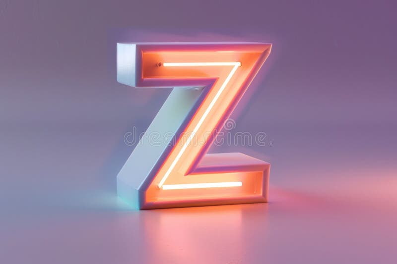 A Single Neon Letter Z is Lit Up and Visible in a Dark Background Stock ...