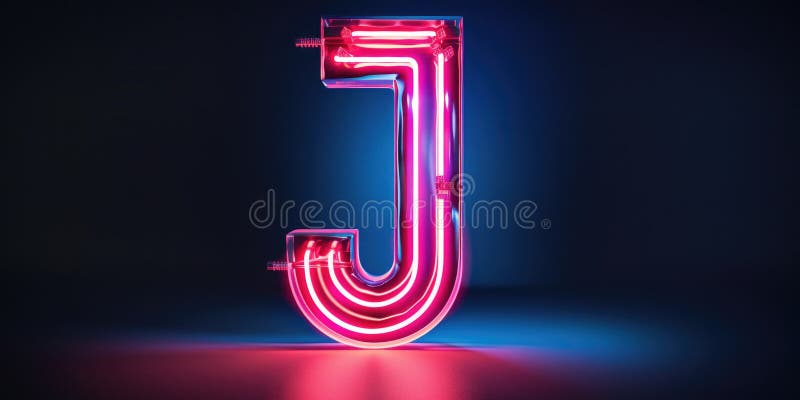 A Single Neon-lit Letter J on a Black Background, Ideal for Use in ...