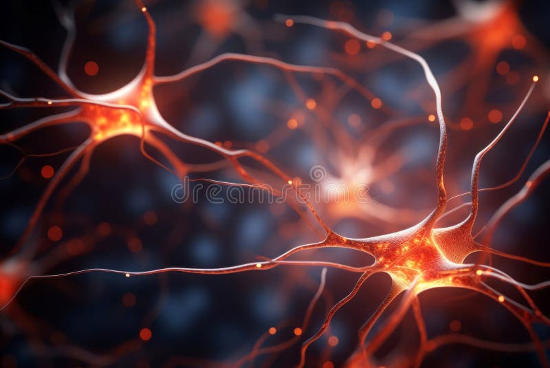 Single Neuron Synapses Scheme Board. Generate Ai Stock Illustration ...
