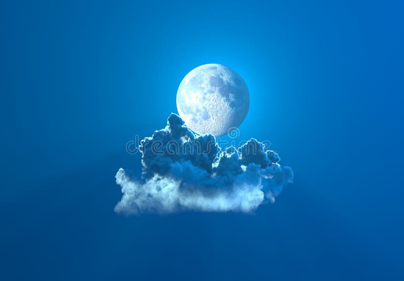 Single Night Cloud with Moon . Design Nature 3D Rendering Stock ...