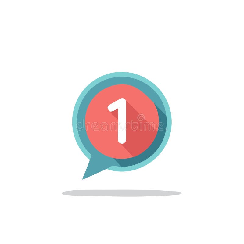 Single Notification Badge with Number One in a Speech Bubble Shape ...