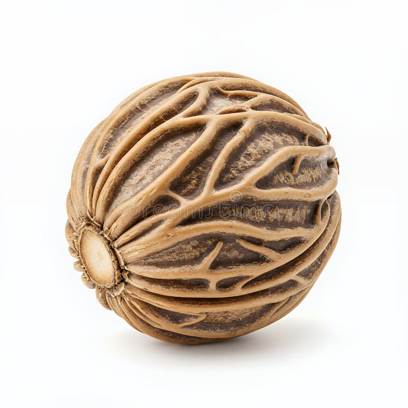 Single Nutmeg Seed on White Background Stock Illustration ...