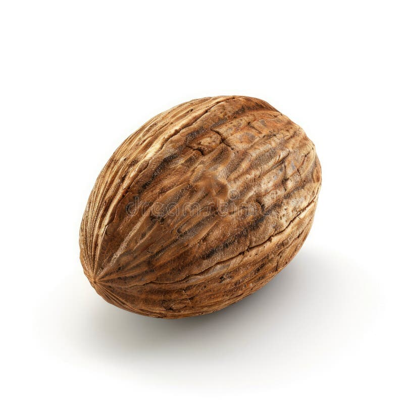 Whole Nutmeg Seed, Aromatic Spice, Isolated on White Background Stock ...
