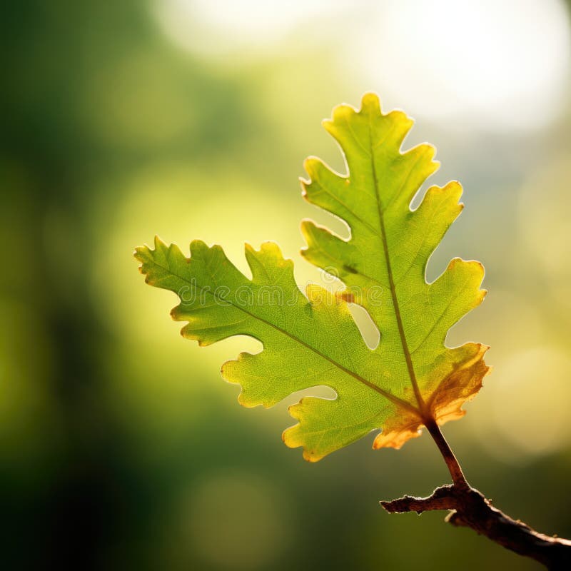 A Single Oak Leaf is Shown in the Foreground, AI Stock Illustration ...