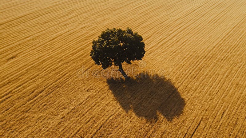 A Single Oak Tree Standing in the Middle of a Golden Wheat Field Pic ...