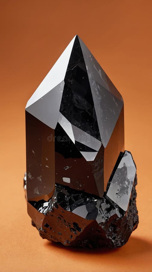 A Single Obsidian Crystal is Featured on a Pure Orange Ai Generated ...