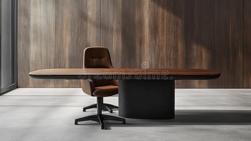 A Single Office Chair Placed at the Head of a Sleek Modern Conference ...