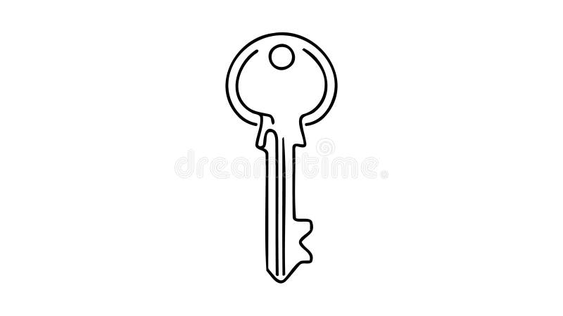 Single Key Drawing in Style of One Continuous Line Black Color. Self ...