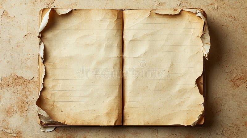 A Single Old Notebook Page with Natural Torn Edge Placed on Warm-toned ...