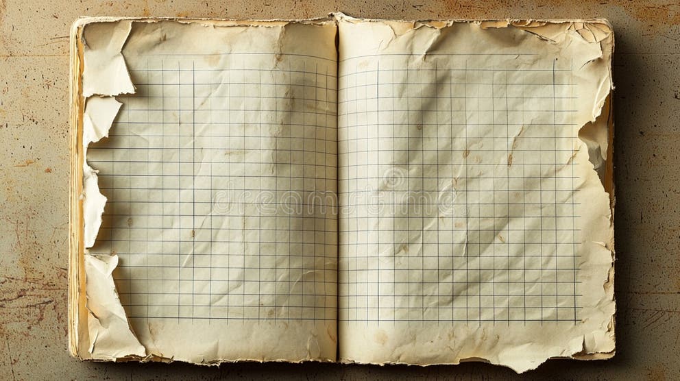A Single Old Notebook Page with Natural Torn Edge Placed on Warm-toned ...
