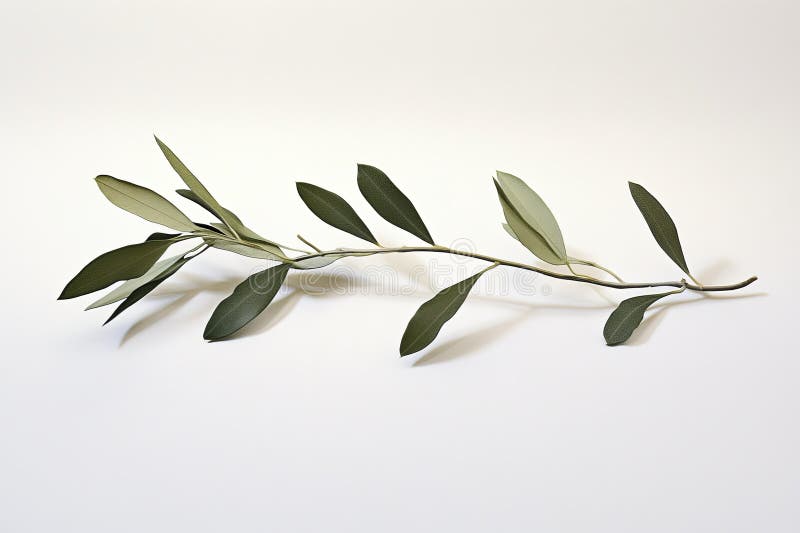 A Single Olive Branch Symbolizing Peace, Resting on a Plain White Stock ...