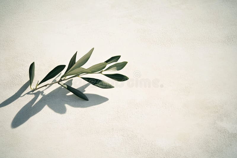 A Single Olive Branch Symbolizing Peace, Resting on a Plain White Stock ...