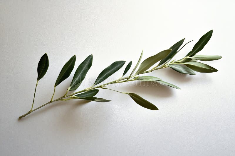 A Single Olive Branch Symbolizing Peace, Resting on a Plain White Stock ...