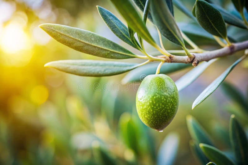 Single Olive on an Olive Tree Branch, Shallow DOF Stock Illustration ...