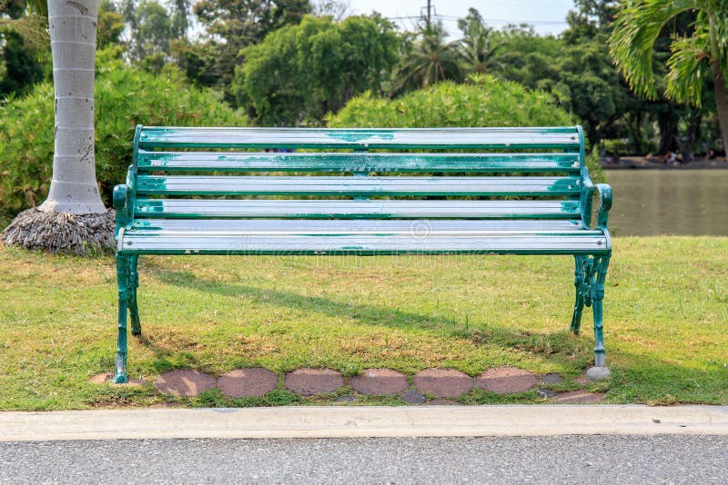 Single or Alone Chair in Public Park. Stock Photo - Image of rest ...