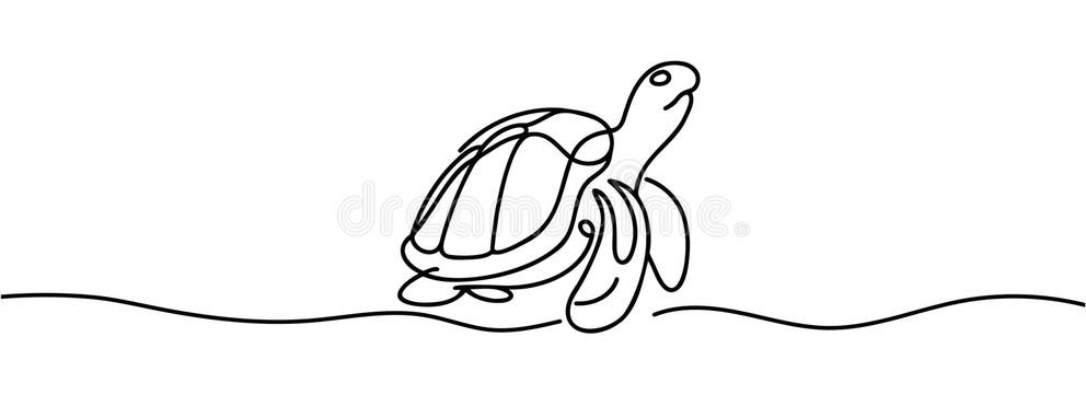 Single One Continuous Line Drawing of a Turtle. Stock Illustration ...