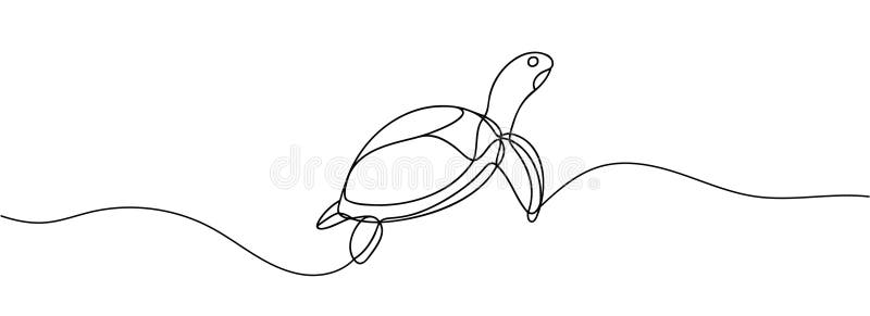 Single One Continuous Line Drawing of a Turtle. Stock Vector ...