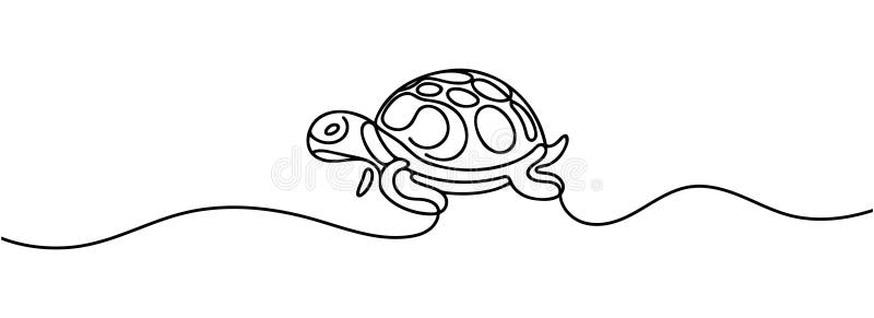 Single One Continuous Line Drawing of a Turtle Stock Illustration ...