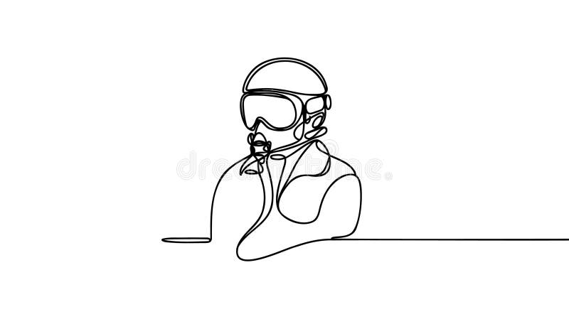 Single One Continuous Line Drawing of Young Pilot. Professional Work ...