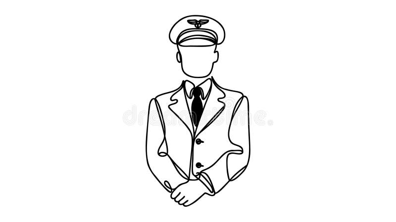 Single One Continuous Line Drawing of Young Pilot. Professional Work ...