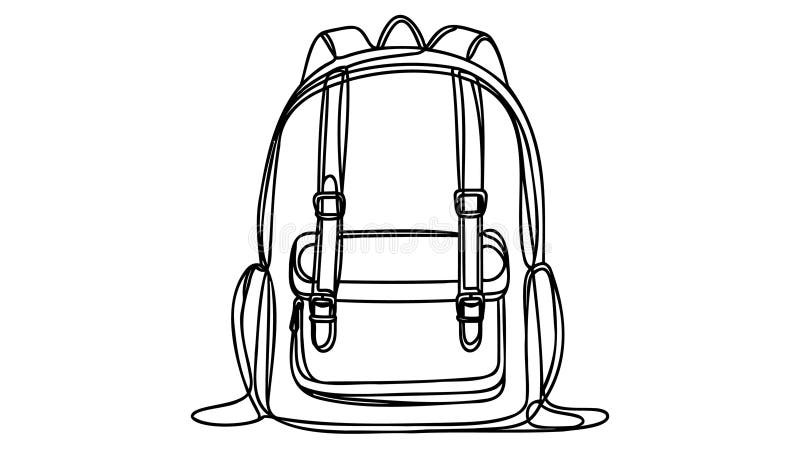 Single One Line Drawing of Backpack for Kindergarten Student. Trendy ...