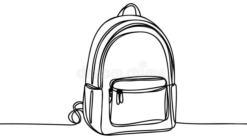 Single One Line Drawing of Backpack for Kindergarten Student. Trendy ...