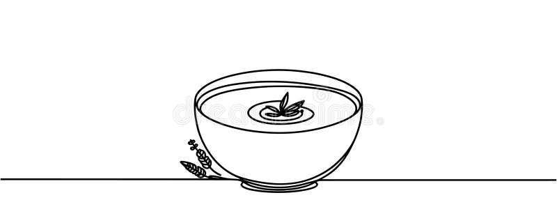 Single One Line Drawing Bowl. Tableware Concept Stock Vector ...