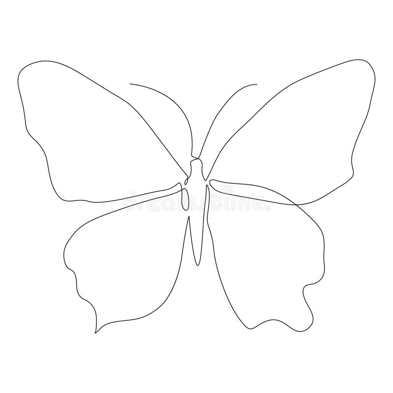 Single One Line Drawing of Butterfly, One Line Butter Fly Insect. Stock ...