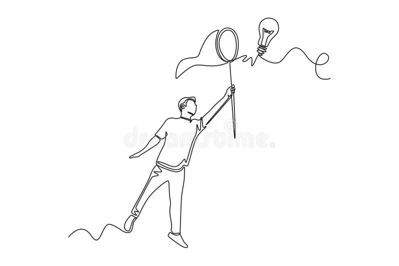 Single One Line Drawing Concept of Finding Brilliant Ideas. Stock ...