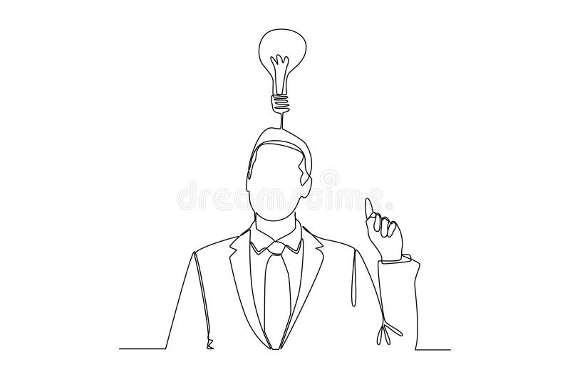 Single One Line Drawing Concept of Finding Brilliant Ideas. Stock ...