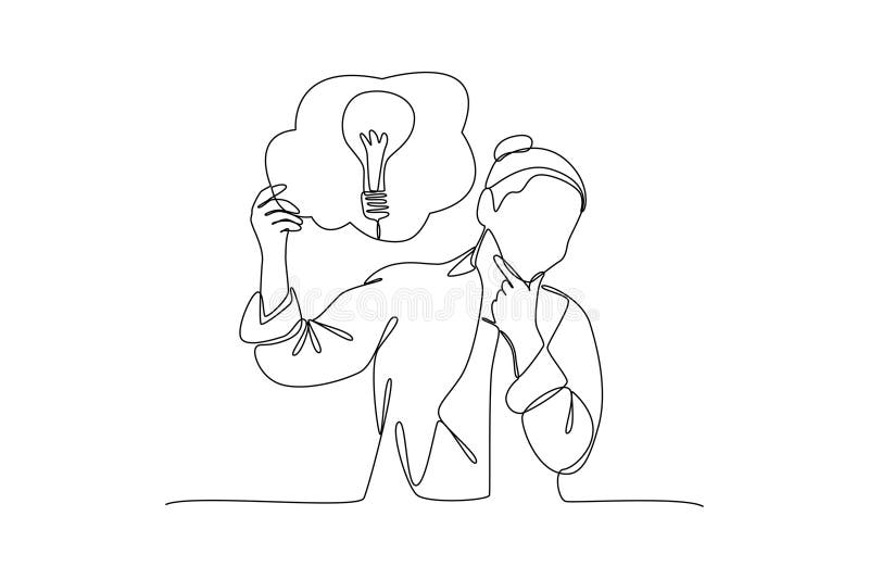 Single One Line Drawing Concept of Finding Brilliant Ideas. Stock ...