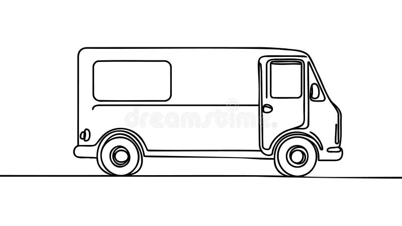 One Line Drawing Delivery Van Stock Illustrations – 140 One Line ...