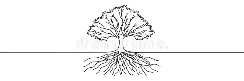 Single One Line Drawing Elm. Tree Concept Stock Illustration ...