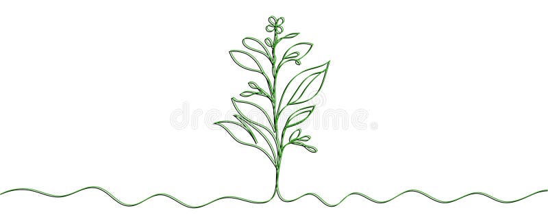 Single One Line Drawing Plants and Herbs Concept. Continuous Line Draw ...