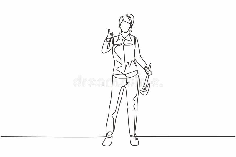 Woman Raising Hand Line Art Stock Illustrations 334 Woman Raising