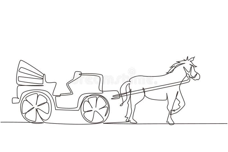 Horse Cart One Line Drawing Stock Illustrations – 13 Horse Cart One ...