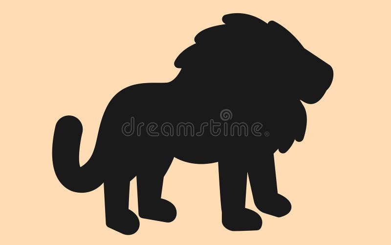 A Single One Lion Outline Shape Silhouette Against a Beige Backdrop ...
