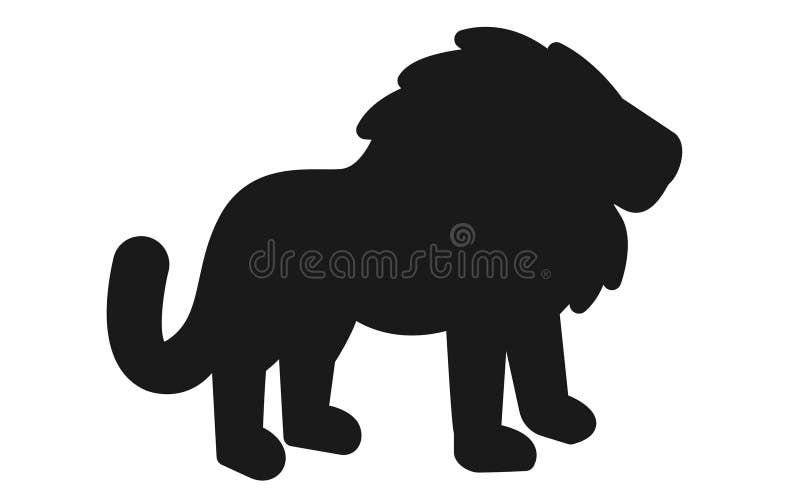 A Single One Lion Outline Shape Silhouette Against a White Backdrop ...