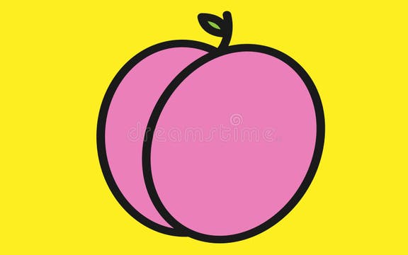 A Single One Peach Fruit Against a Yellow Backdrop Stock Illustration ...