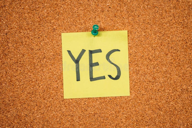 Single One Empty Yellow Post-it Sticky Note on a Cork Board with ...