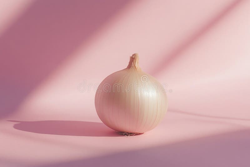 Single Onion on Pink Surface Stock Photo - Image of garnish, plate ...