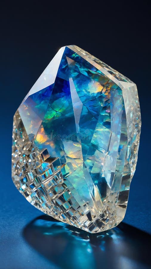 A Single Opal Crystal is Featured on a Pure Blue Backg Ai Generated ...