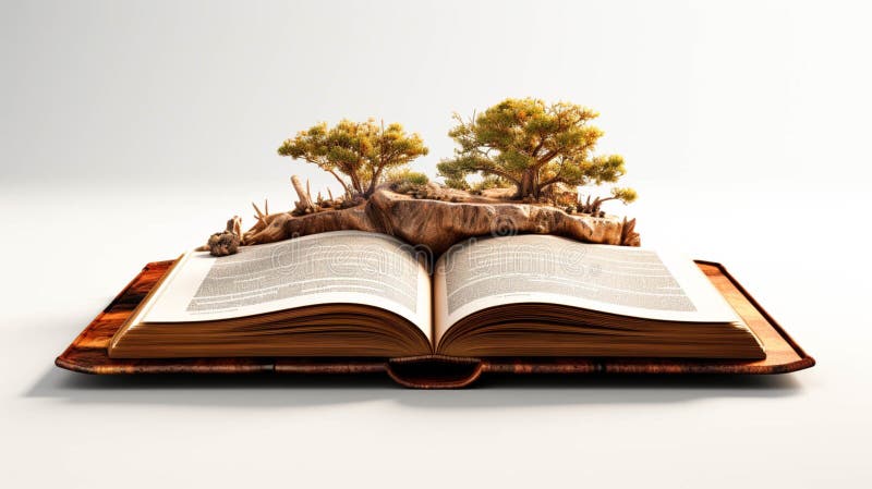 A Single Open Book Isolated on White Stock Illustration - Illustration ...