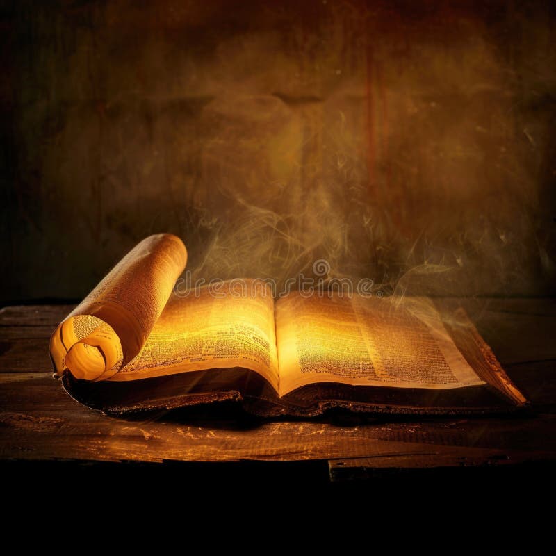 A Single Open Book Lying Flat on Top of a Wooden Table, Great for ...