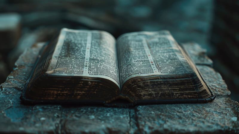 A Single Open Book Sitting on a Wooden Table Stock Image - Image of ...