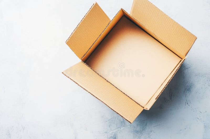 Single Open Cardboard Box Sitting Blue Surface Stock Photos - Free ...