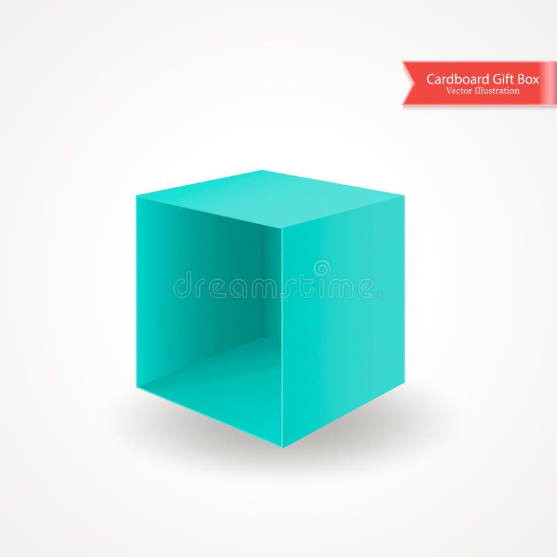 Single Open Empty Cardboard Green Blue Box without Lid or Cover ...