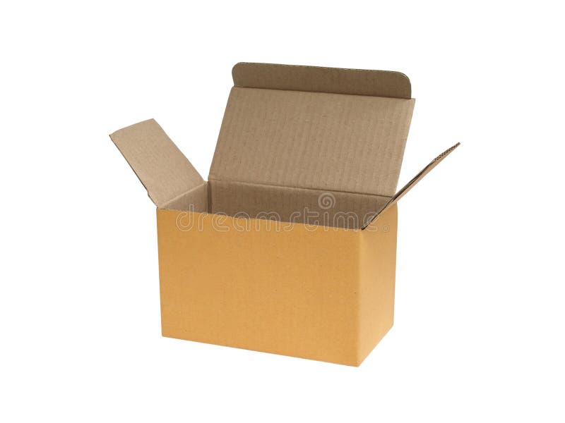 Single Open Empty Parcel Cardboard for Packing Goods Delivery Isolated ...