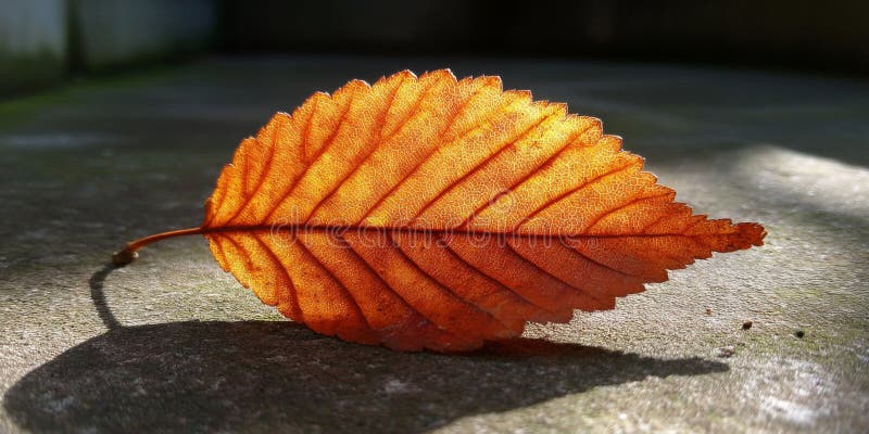 Single Orange Autumn Leaf on Gray Ground Stock Illustration ...